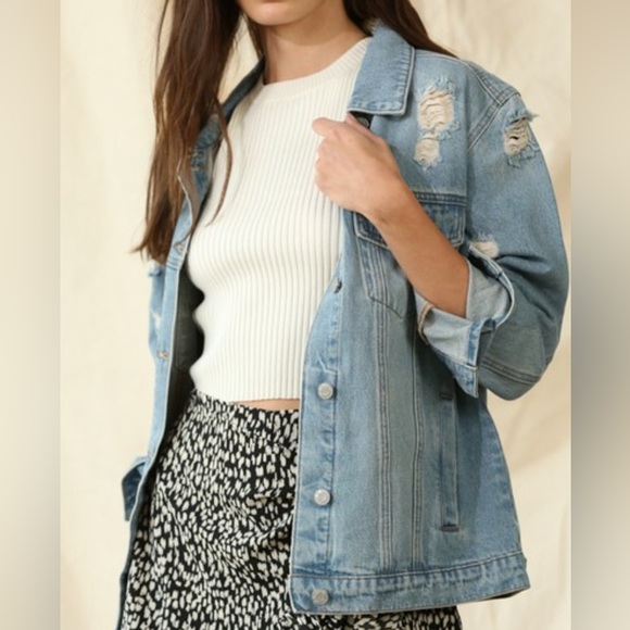 By Together | Jackets & Coats | Distressed Oversized Denim Jacket ...